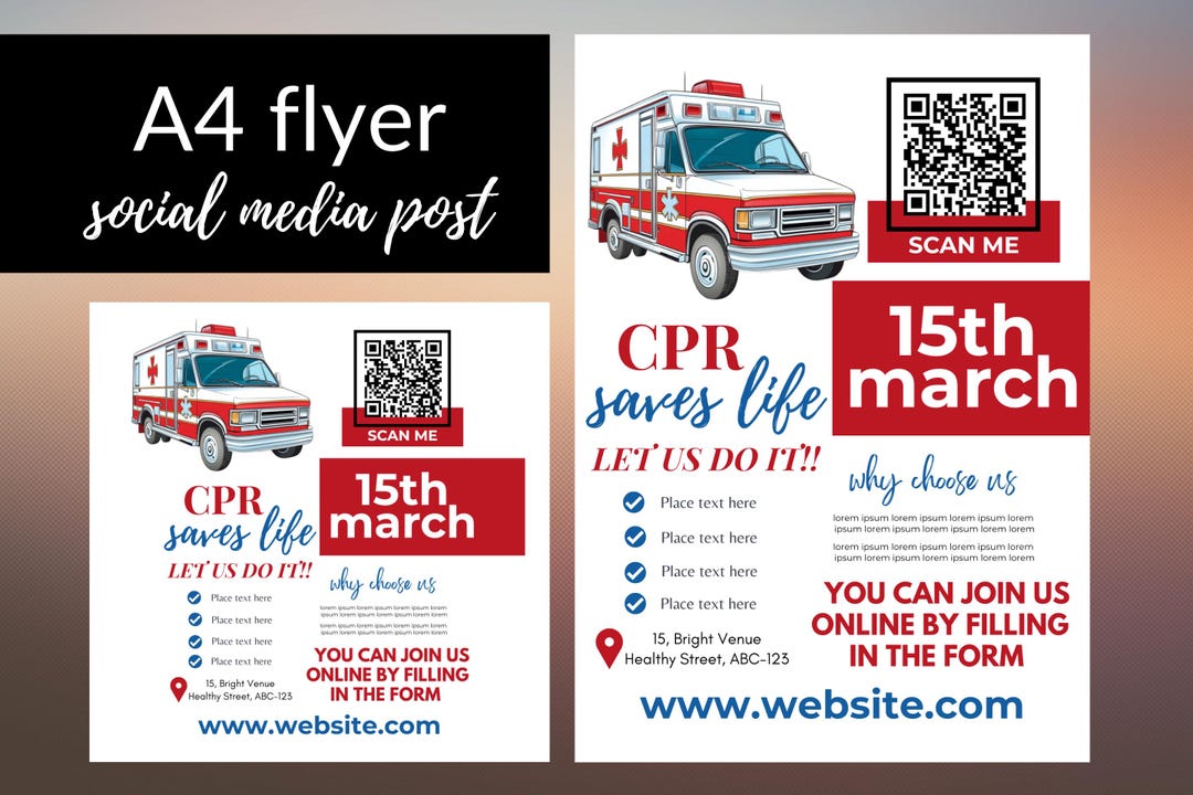 Editable Cpr Flyer CANVA|A4 Flyer| Gym Instagram Post| Health Poster ...