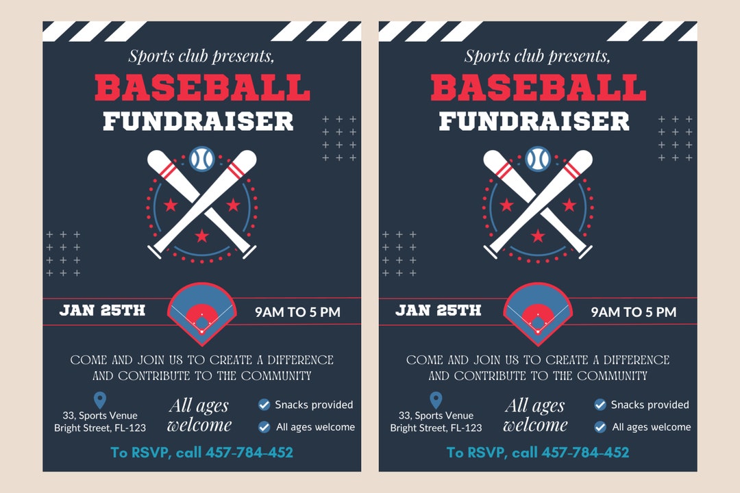 Baseball Donation Flyer| A4 Sports Template| Fundraiser Fair Flyer ...