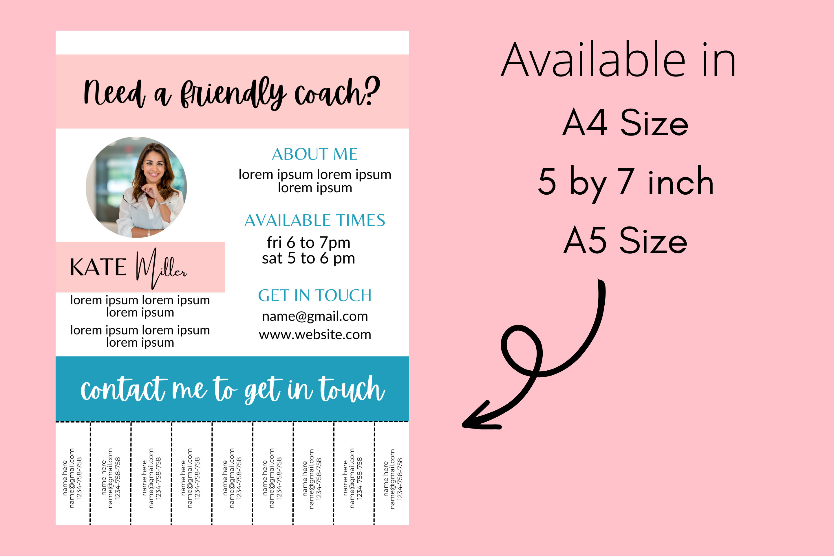 Tear off FLYER A4 Coach Flyer Template class Flyer Template - Etsy