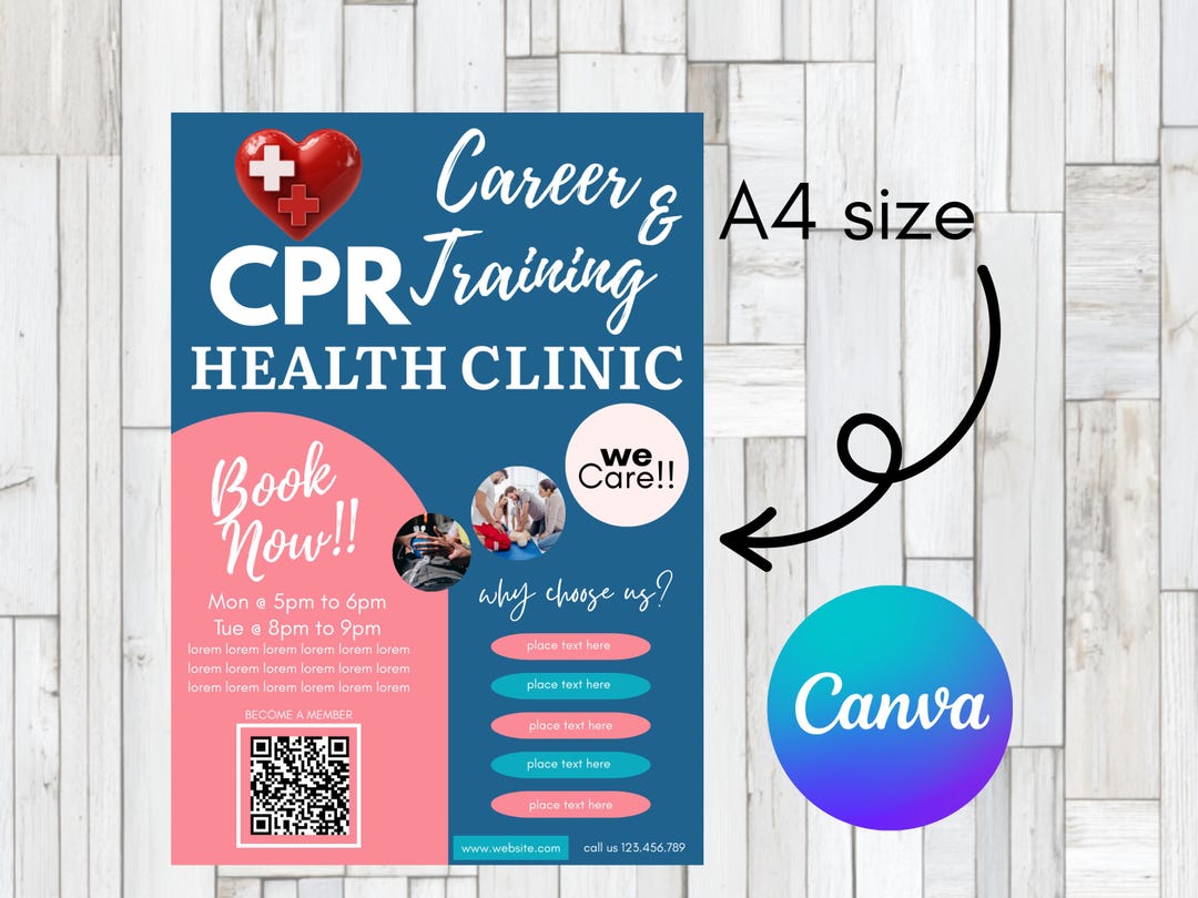 Cpr Health FLYER CANVA| A4 Flyer Template |health Poster|editable|diy ...