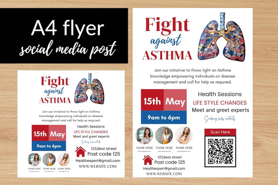 Editable Health Flyer CANVA|A4 Flyer| Asthma Instagram Post| Health ...