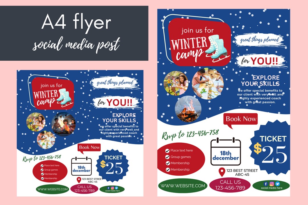 Editable Winter Fair FLYER Canva A4 Size instagram Flyer Post social ...