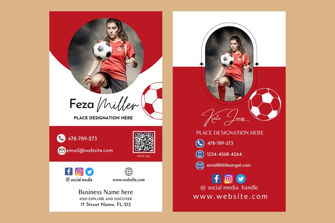 Soccer Business Cards | Sports |2 Pack | Personalized | Editable ...