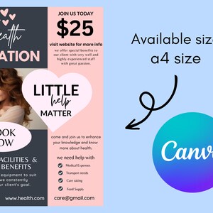 Pink Health Donation FLYER CANVA Camp Donation A4 Flyer Template breast ...