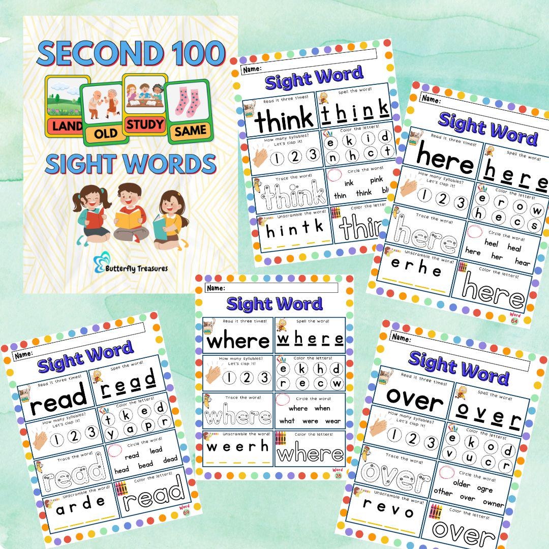 Second 100 Sight Words Workbook, Learning to Read, Sight Words, Kids ...