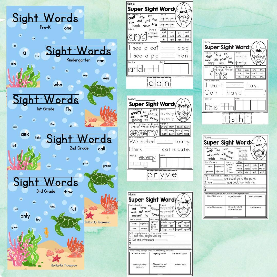 Sight Words Workbook: Pre-k - 3rd Grade Activity Book - Etsy