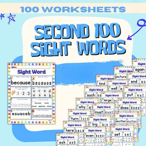 Second 100 Sight Words Workbook, Learning to Read, Sight Words, Kids ...