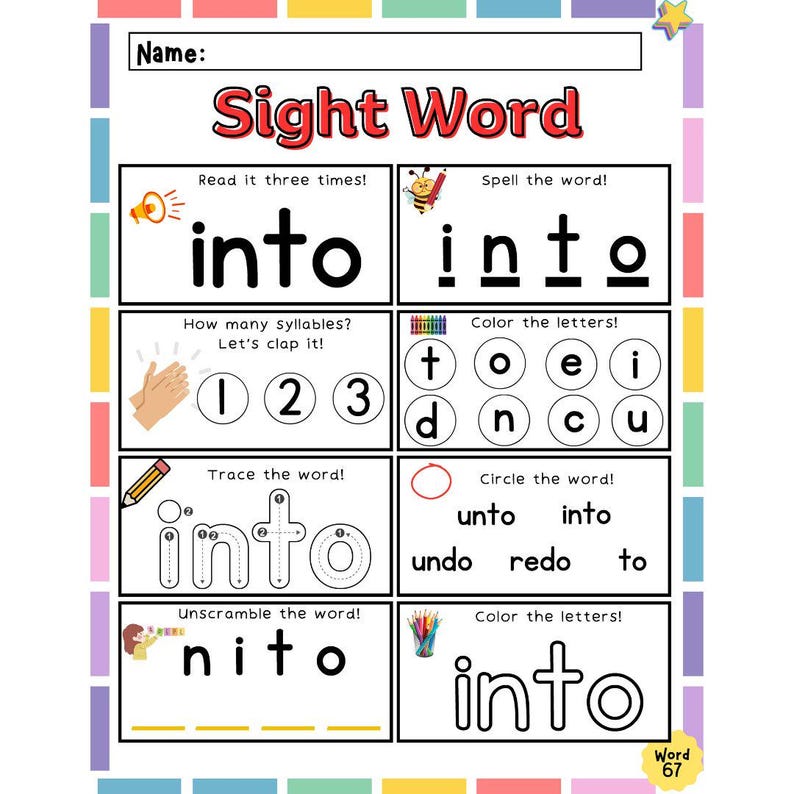 First 100 Sight Words Workbook: Learning to Read - Etsy