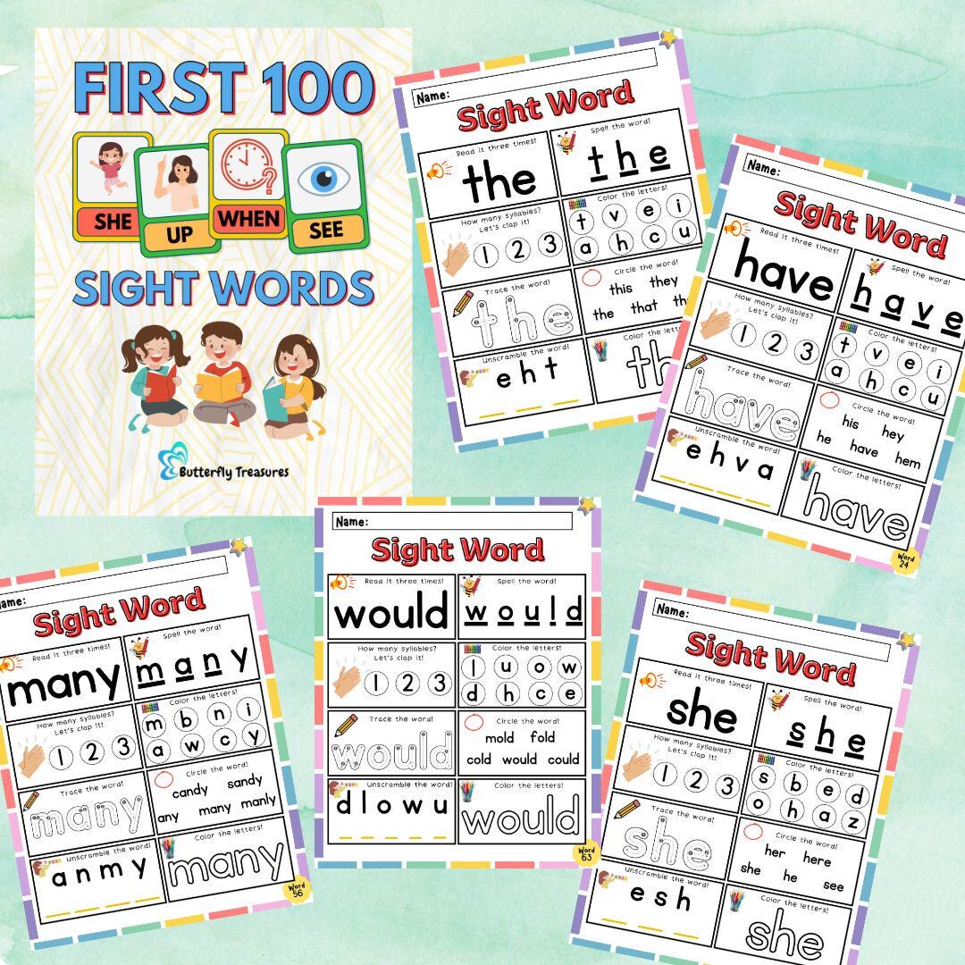 First 100 Sight Words Workbook: Learning to Read - Etsy