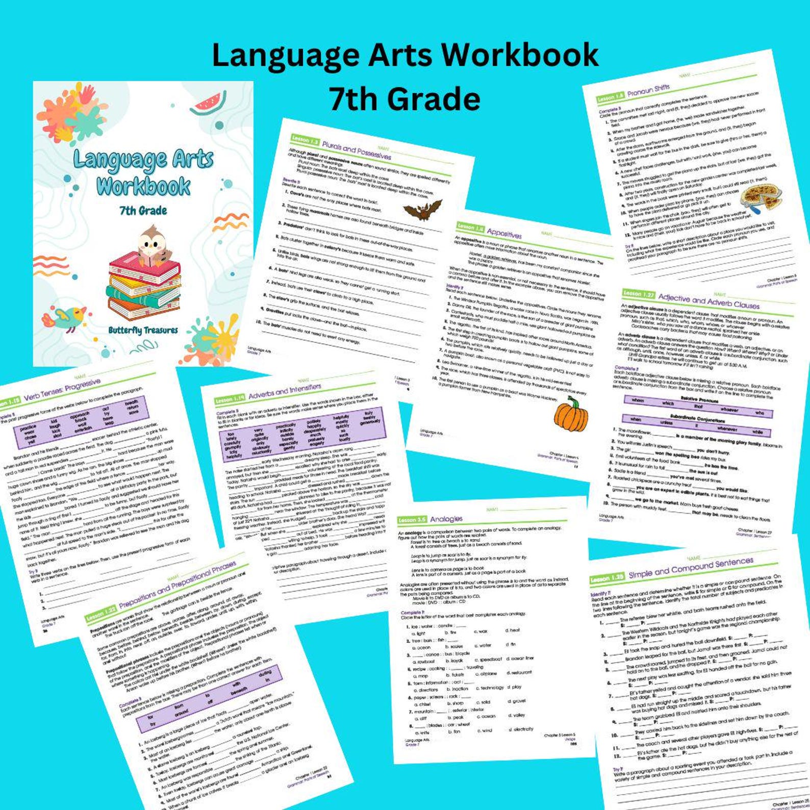 Language Arts Workbook, Learning Binder, Workbook for Kids, Grammar - Etsy