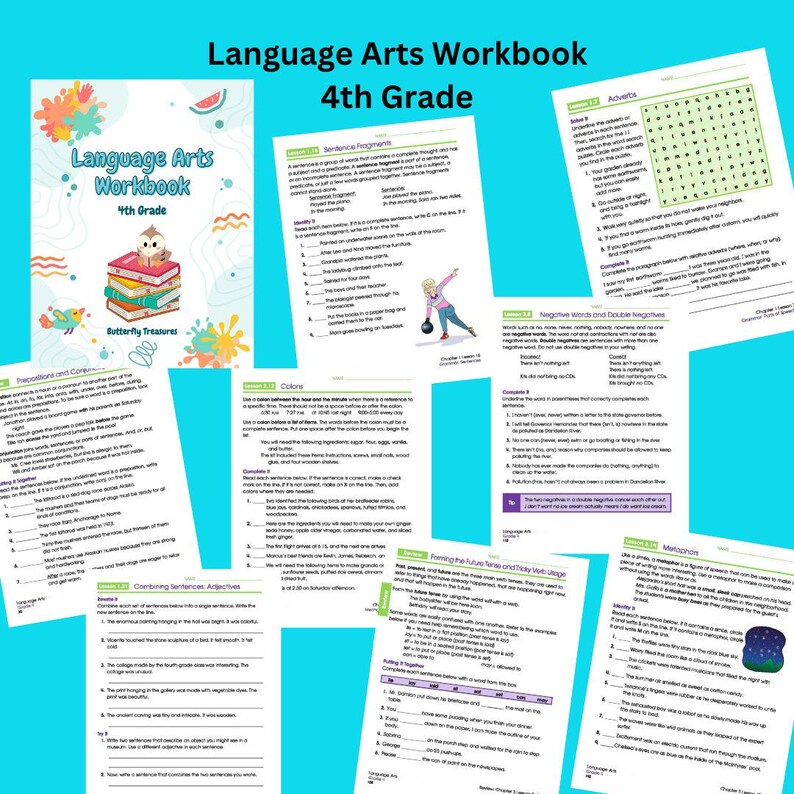 Language Arts Workbook, Learning Binder, Workbook for Kids, Grammar - Etsy
