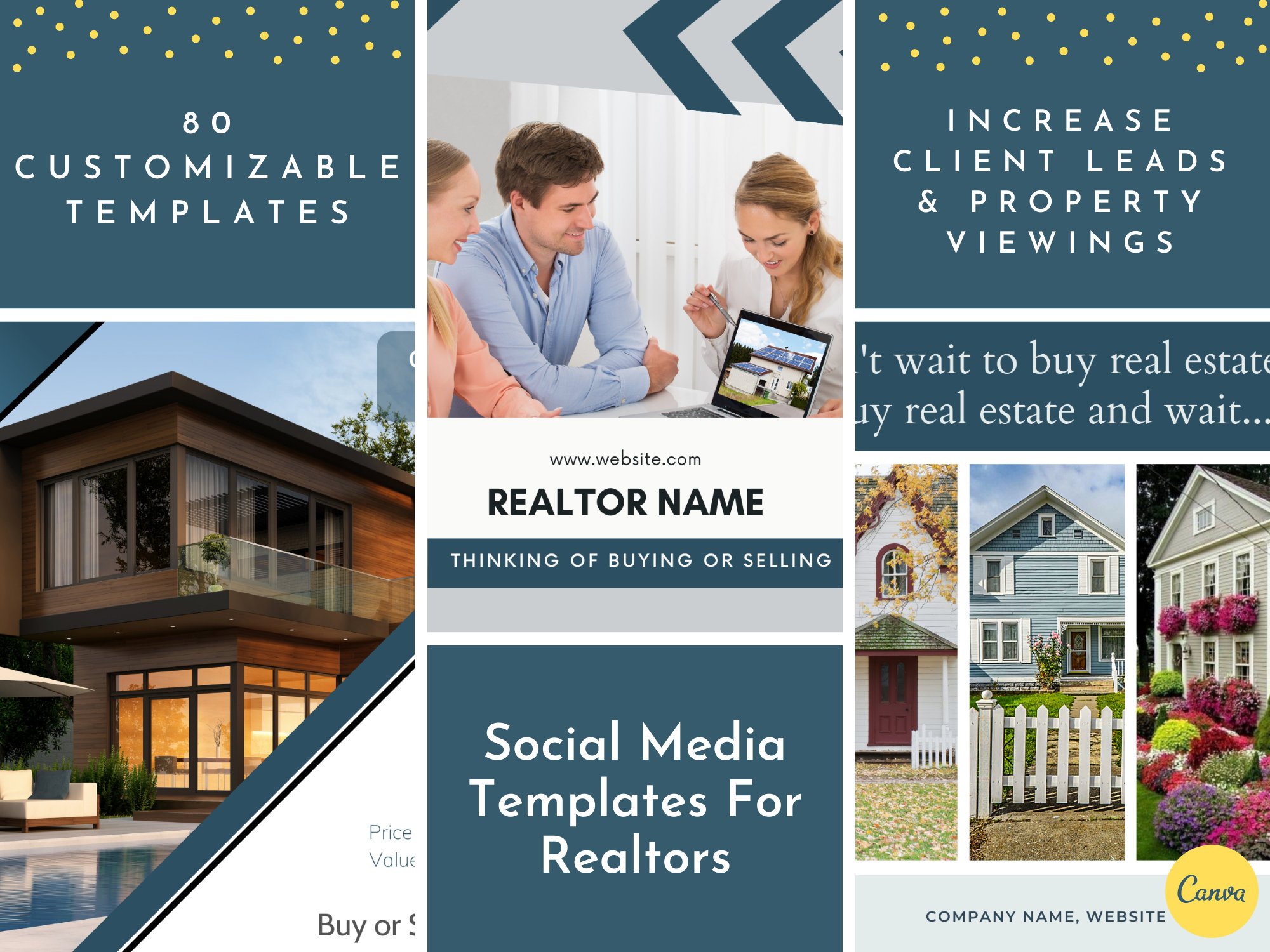 80 Real Estate Templates For Realtors Realtor Instagram Posts | Etsy