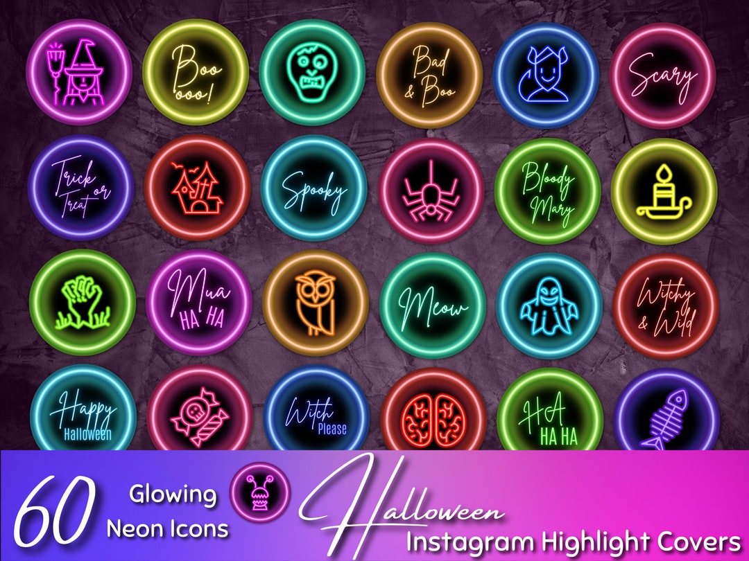 Halloween Instagram Highlight Icons, Cute Neon Story Highlights Covers ...