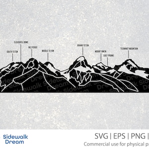Grand Teton Mountain Range Svg Grand Teton Mountain Svg Grand Teton Svg ...