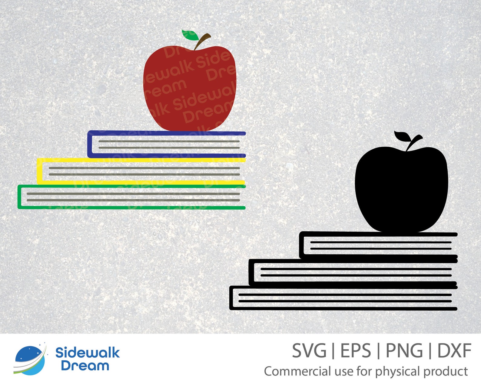 Apple on Books Svg Teacher Svg Back to School Svg 100 - Etsy