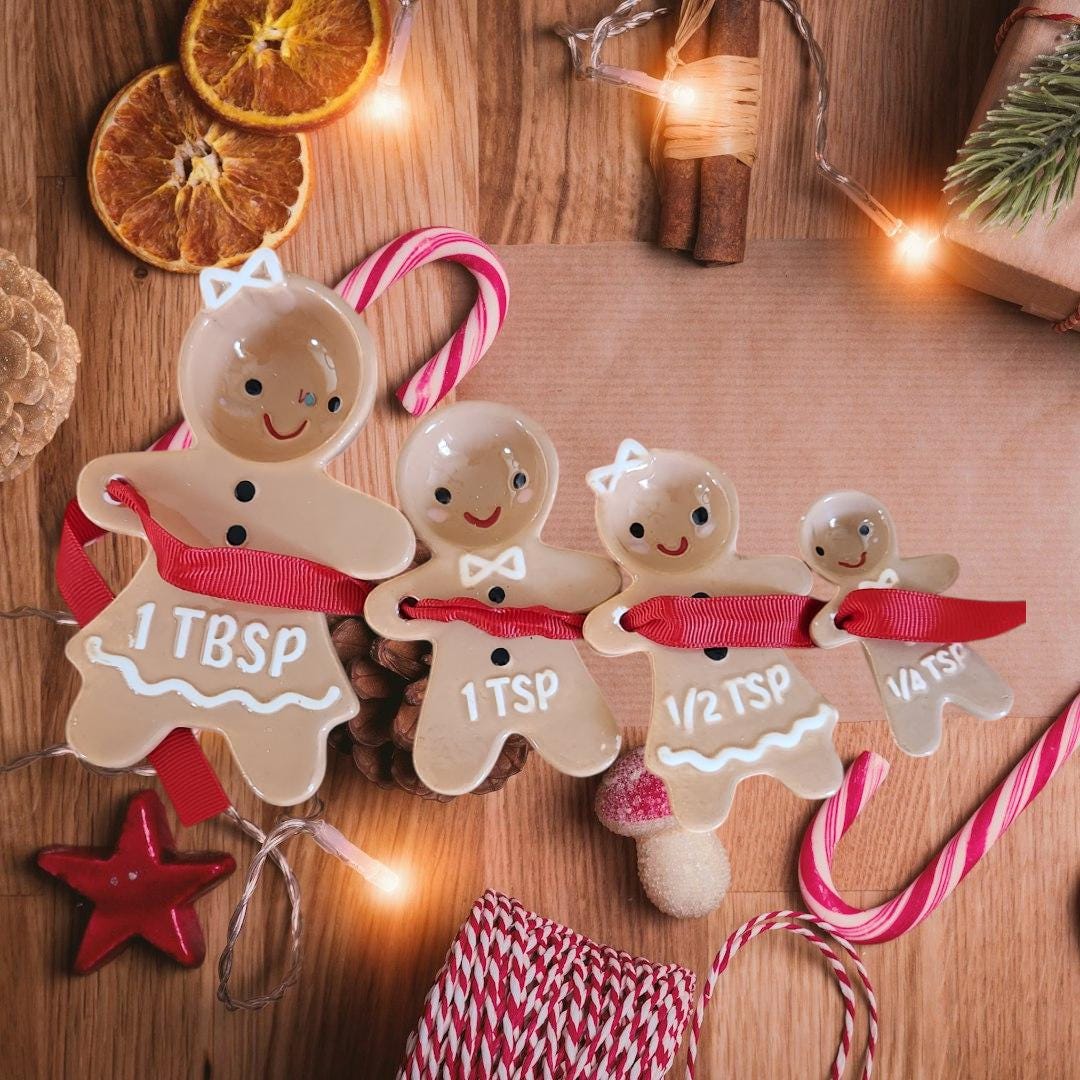 Gingerbread Men Christmas Ceramic Measuring Spoons - Etsy