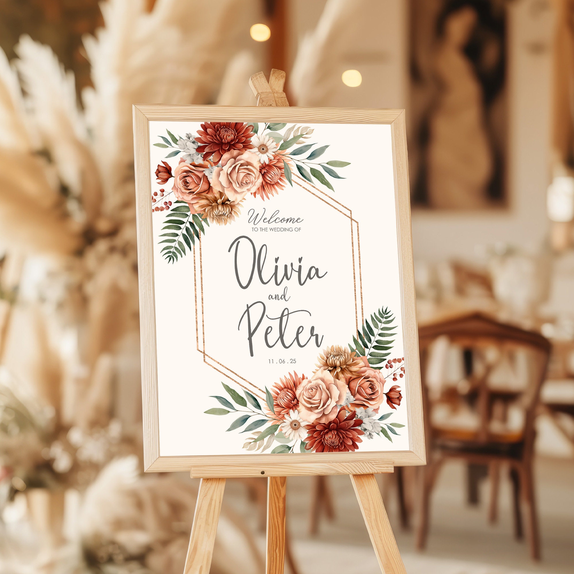 Terracotta Bohemian Frames & Wreaths Clipart - Floral Watercolor ...