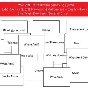 Who Am I? Printable Guessing Game - PDF Digital Download - Party Game ...