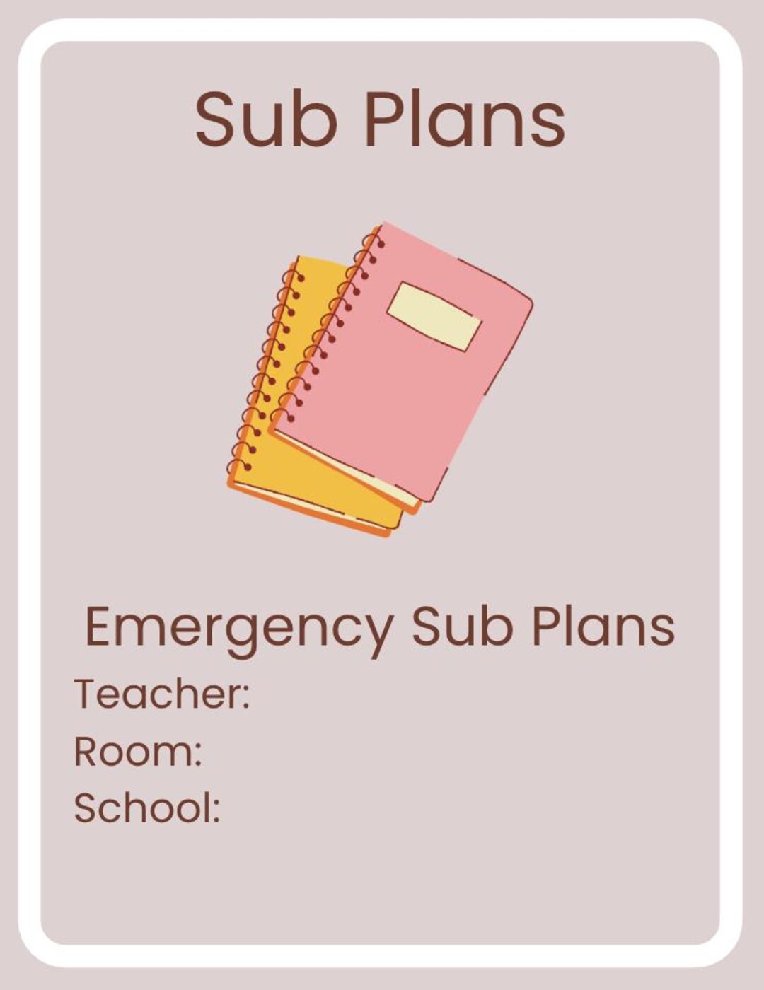 Pre-k Substitute Plans Template | Easy Sub Plans for Preschool Teachers ...