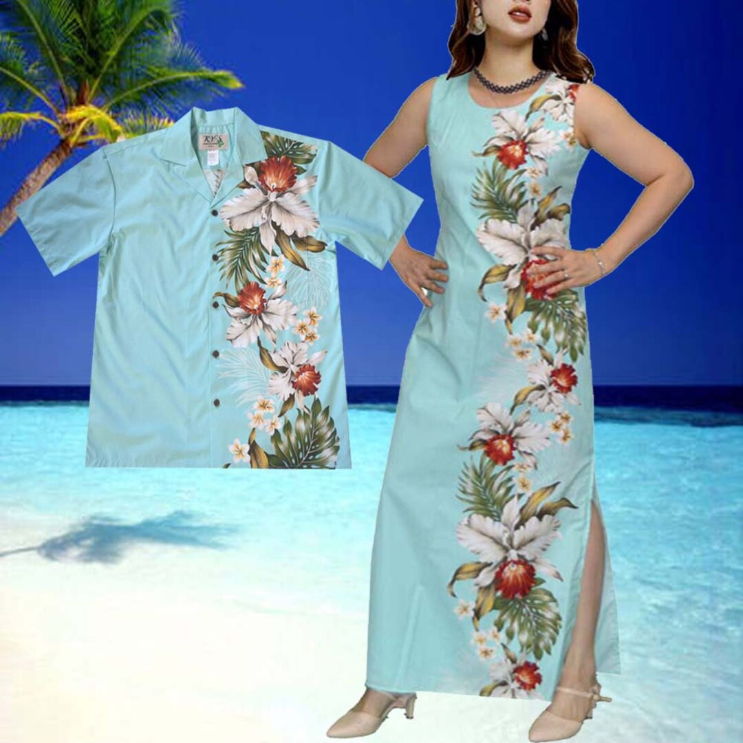 Matching Print Couples Aloha Outfits Summer Dress Shirt for Friend ...