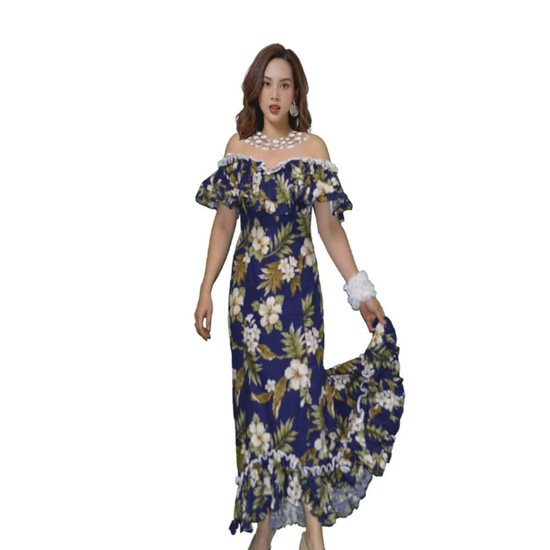 Hawaiian Tradition Muumuu Dress With Hibiscus Print | Party & Wedding ...