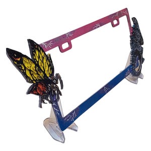 Hand Painted Godzilla & Mothra Novelty License Plate Frame - Etsy