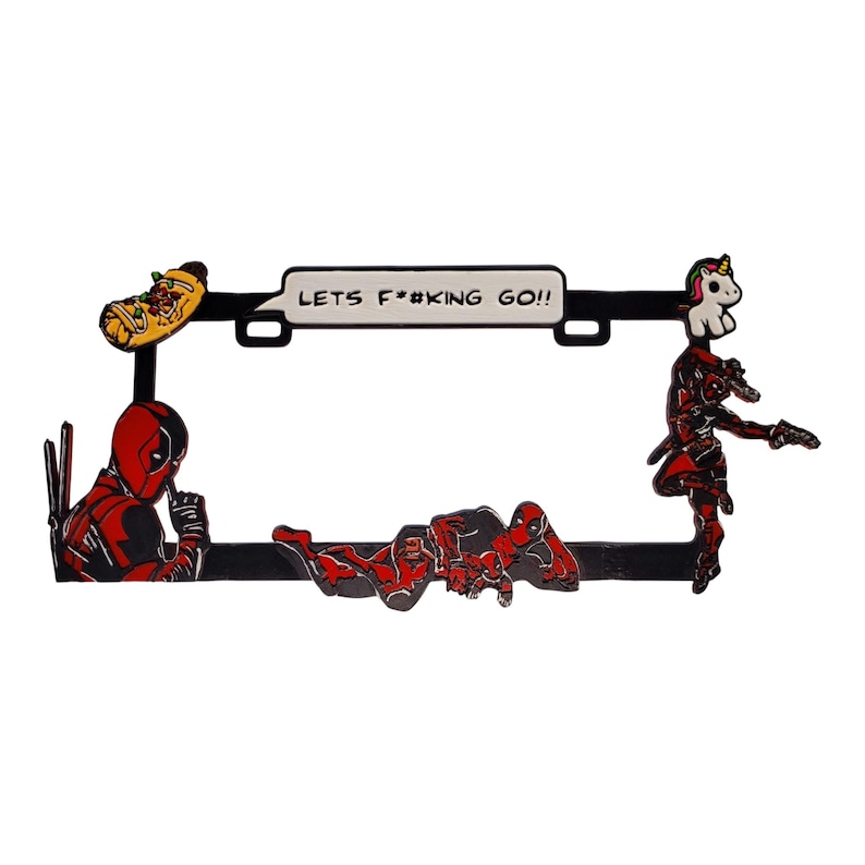 Hand Painted Deadpool Inspired Novelty License Plate Frame - Etsy