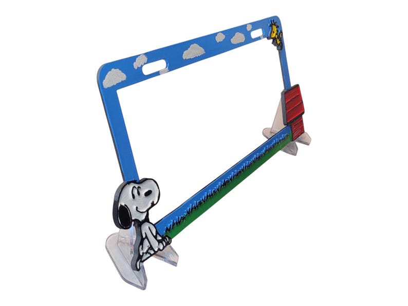 Hand Painted Snoopy Novelty License Plate Frame - Etsy