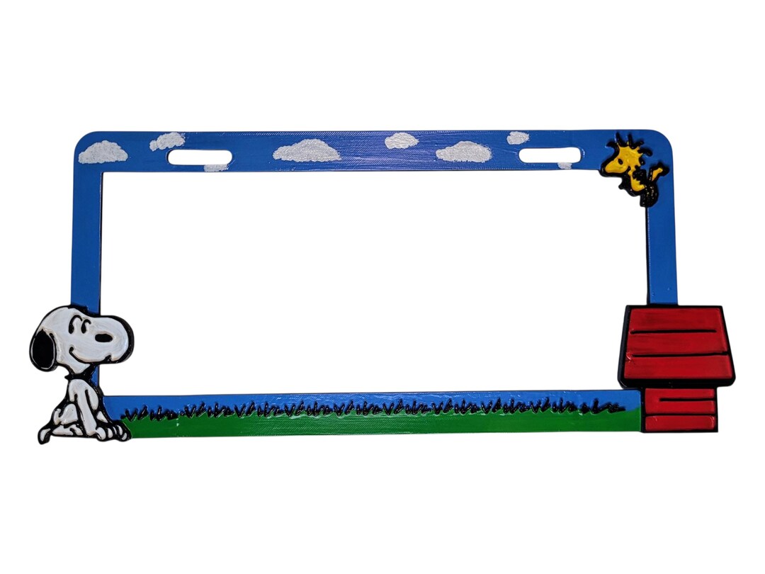Hand Painted Snoopy Novelty License Plate Frame - Etsy