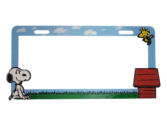 Snoopy License Plate Frame Peanuts Gang Metal License Plate I Love