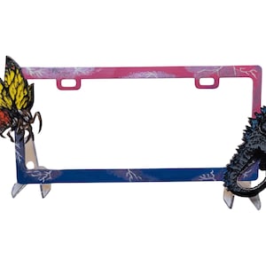 Hand Painted Godzilla & Mothra Novelty License Plate Frame - Etsy