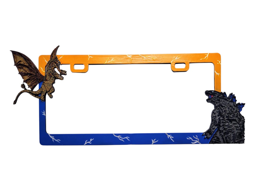 Hand Painted Godzilla VS. King Ghidorah Novelty License Plate Frame - Etsy