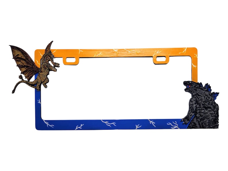 Hand Painted Godzilla VS. King Ghidorah Novelty License Plate Frame - Etsy
