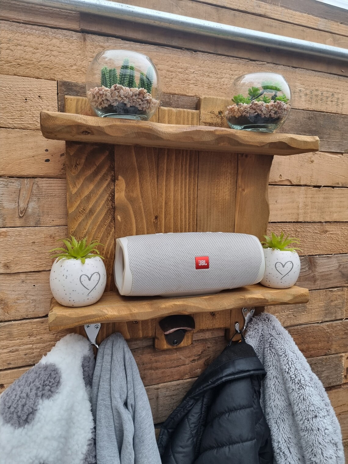 5 Pane (BO) Hot Tub Robe Hanger Hand Made Wooden Rustic Hot Tub Robe ...