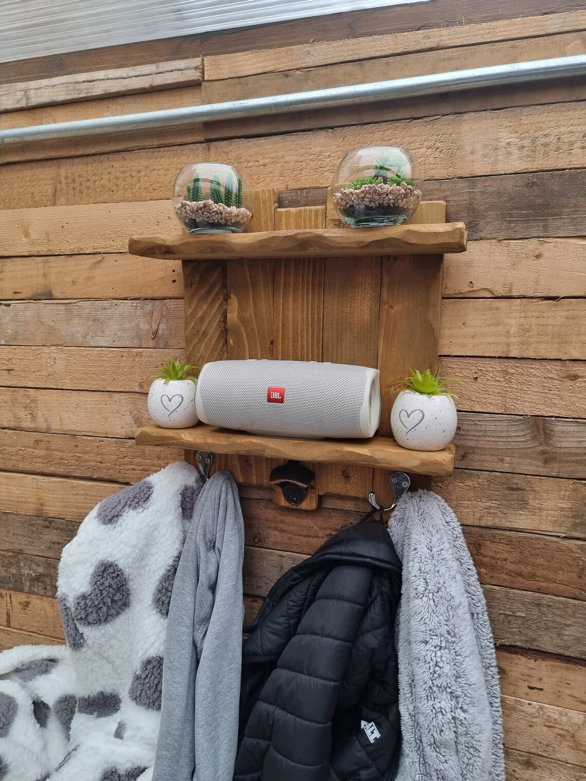 5 Pane (BO) Hot Tub Robe Hanger Hand Made Wooden Rustic Hot Tub Robe ...