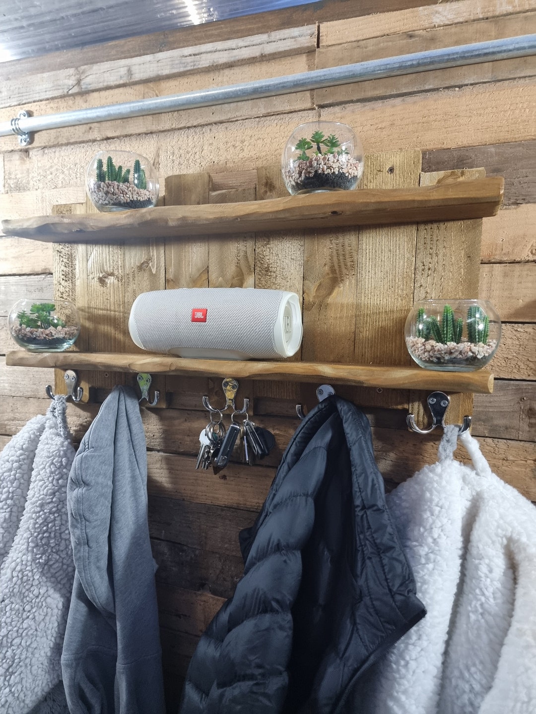 9 Pane (RH) Hot Tub Robe Hanger Hand Made Rustic Wooden Hot Tub Robe ...