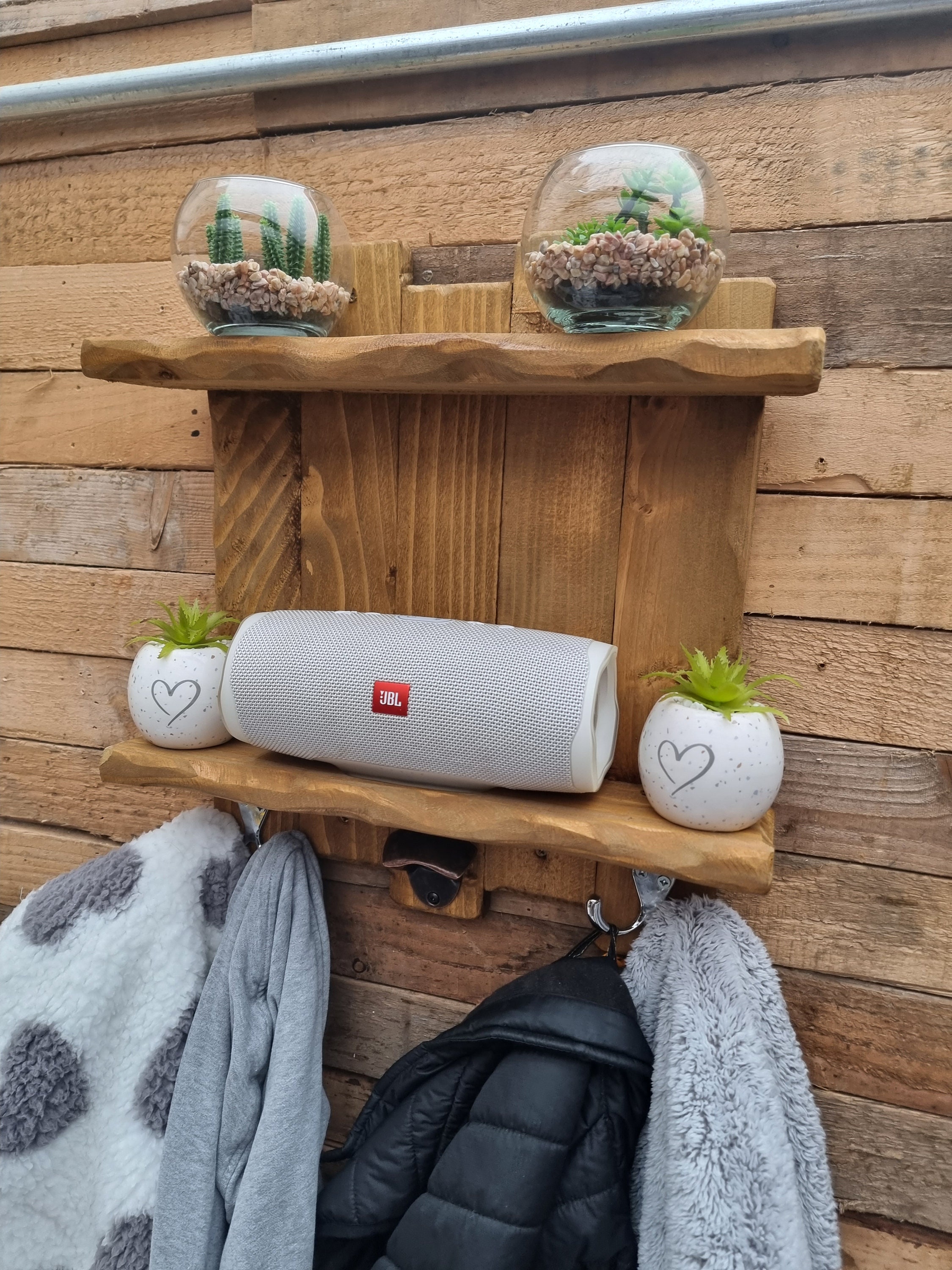 5 Pane (BO) Hot Tub Robe Hanger Hand Made Wooden Rustic Hot Tub Robe ...