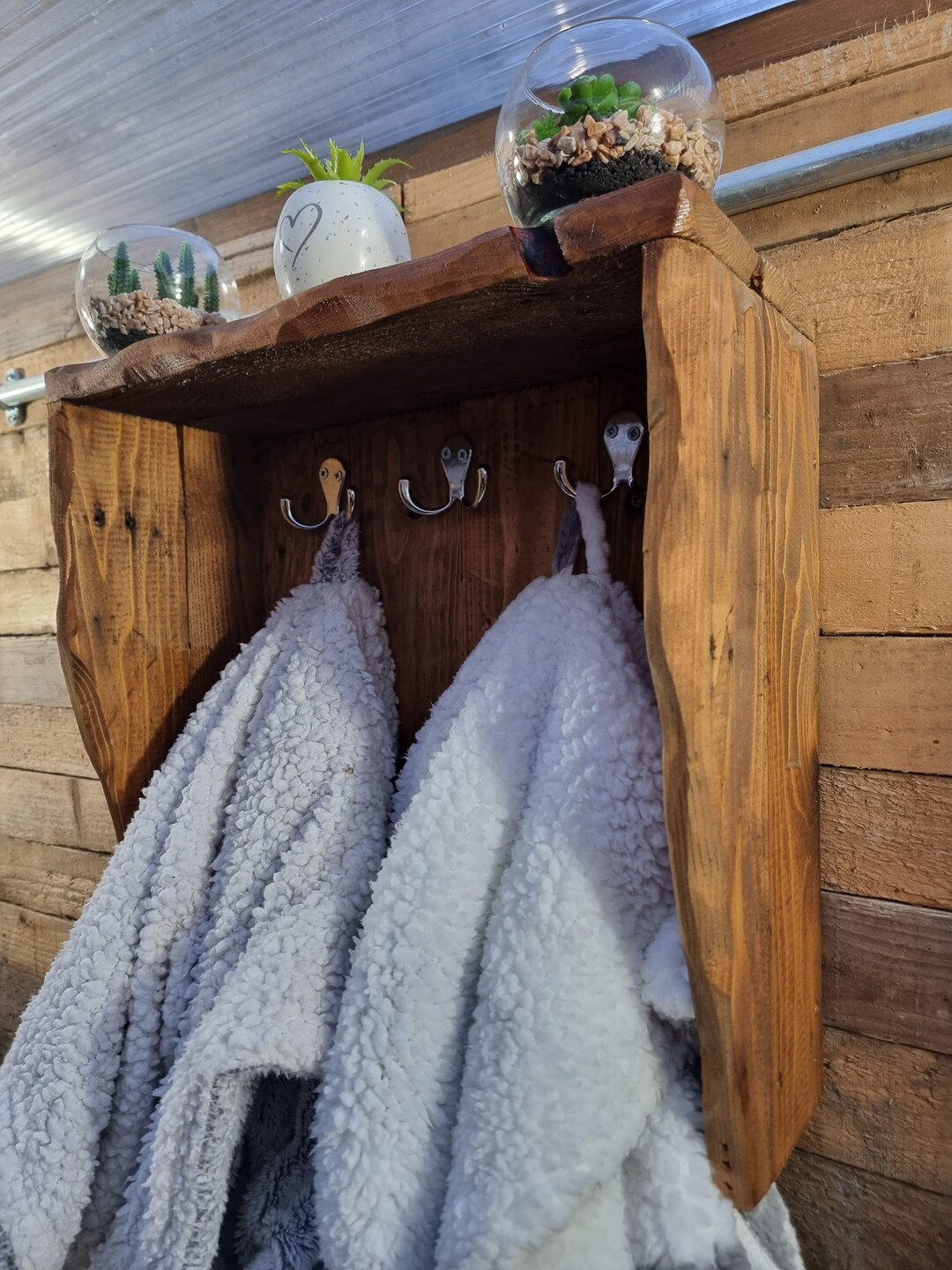 Hot Tub Robe Towel Coat Hanger Hand Made Bespoke Design Shelve Shelves ...