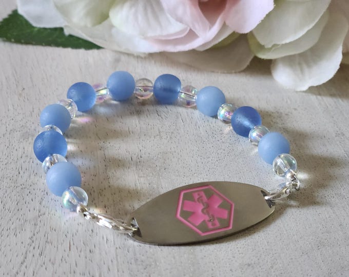 Ocean Blue Interchangeable Medical ID Bracelet, Medical Bracelet Band ...