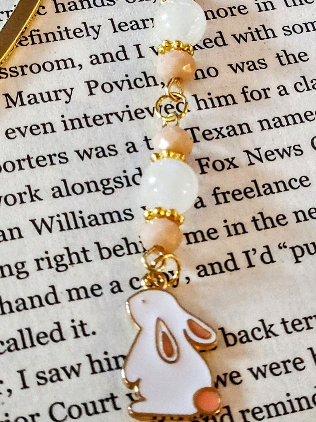 Bunny Metal Bookmark, Artisan Bead Book Page Marker, Bunny Themed Gifts ...