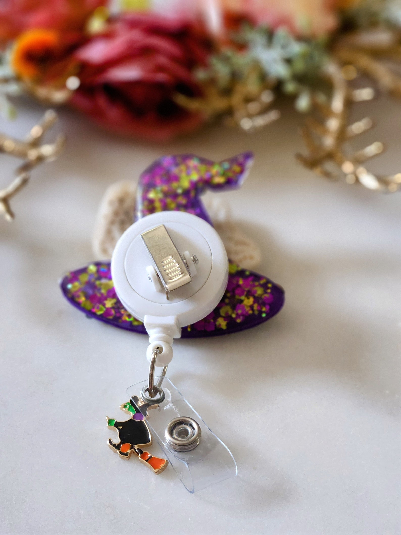 Witch Hat Badge Reel, Halloween Badge Reel, Beaded Badge Reel, Nurse ...