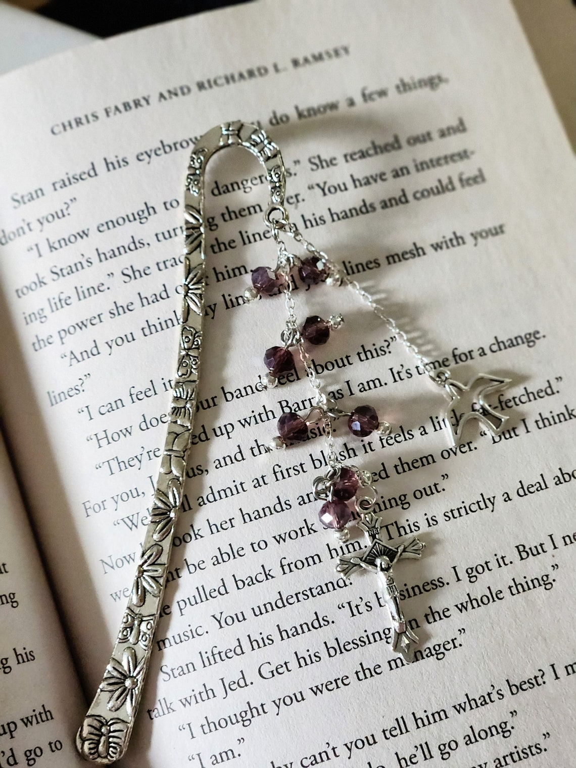 Holy Spirit Crucifix Bookmark Handcrafted Crystal Beaded, Religious ...