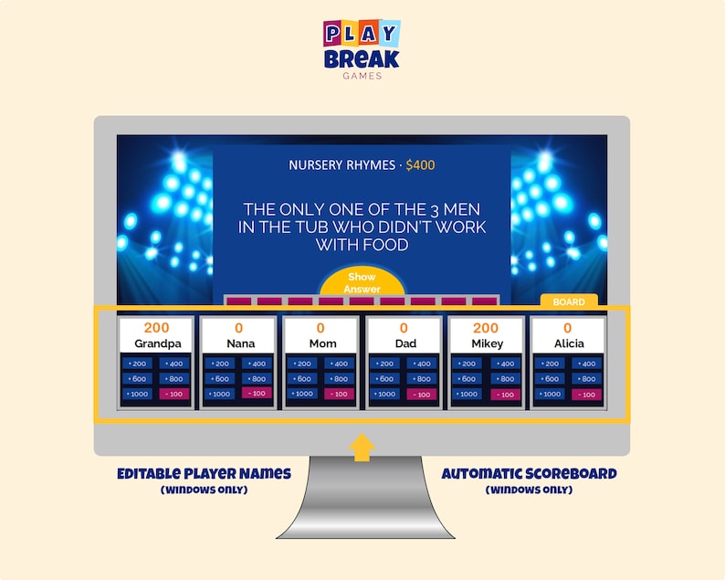 Family Jeoparty Game - Family Jeopardy Trivia Powerpoint Game - PC Mac ...