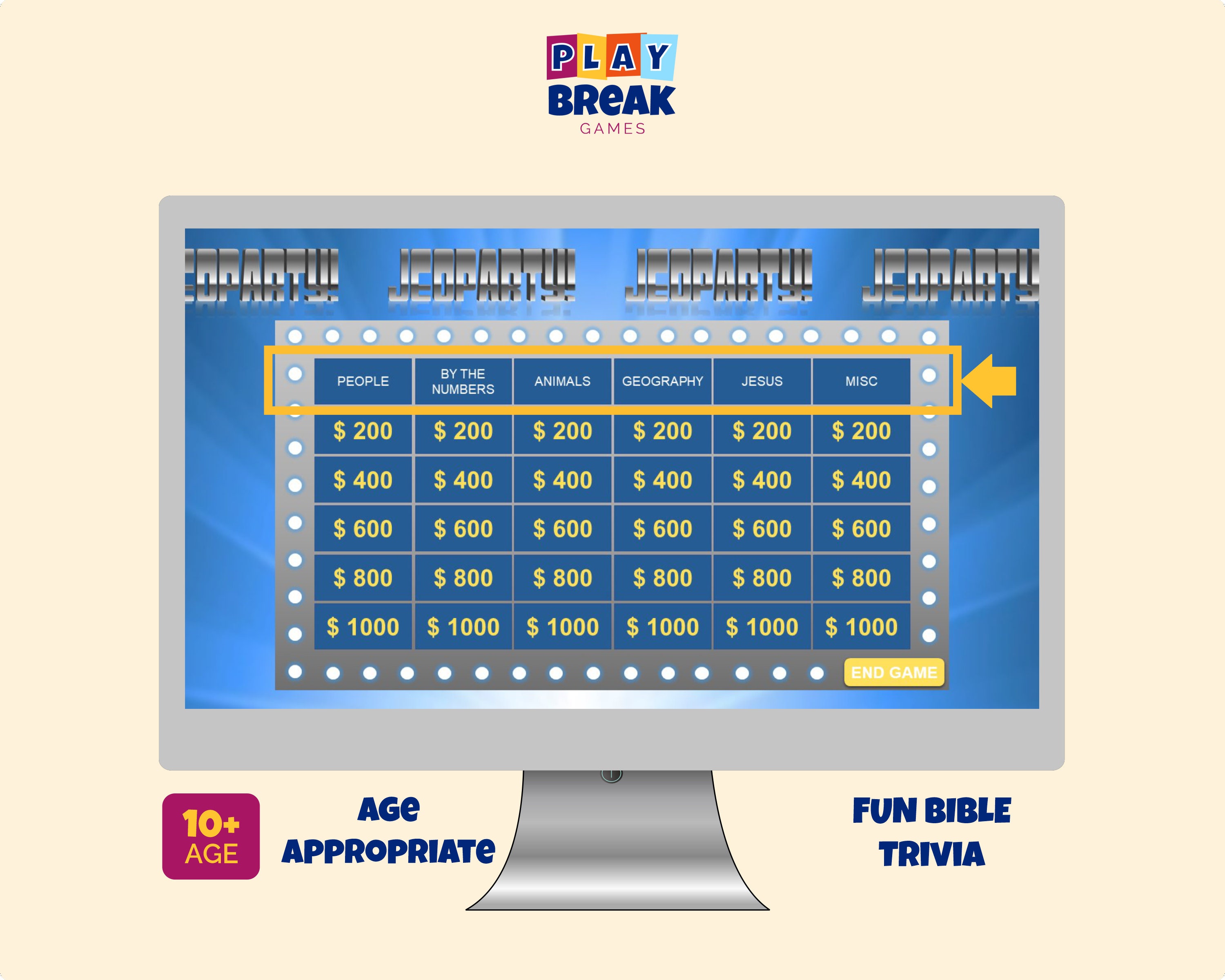 Bible Trivia Jeoparty Game - Family Friendly Trivia Powerpoint Jeopardy ...