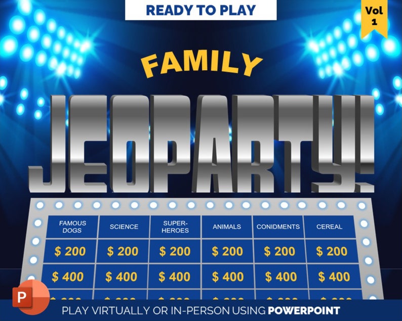 Family Fun Game Party Pack Bundle - Family Jeopardy Trivia Zoom Game ...