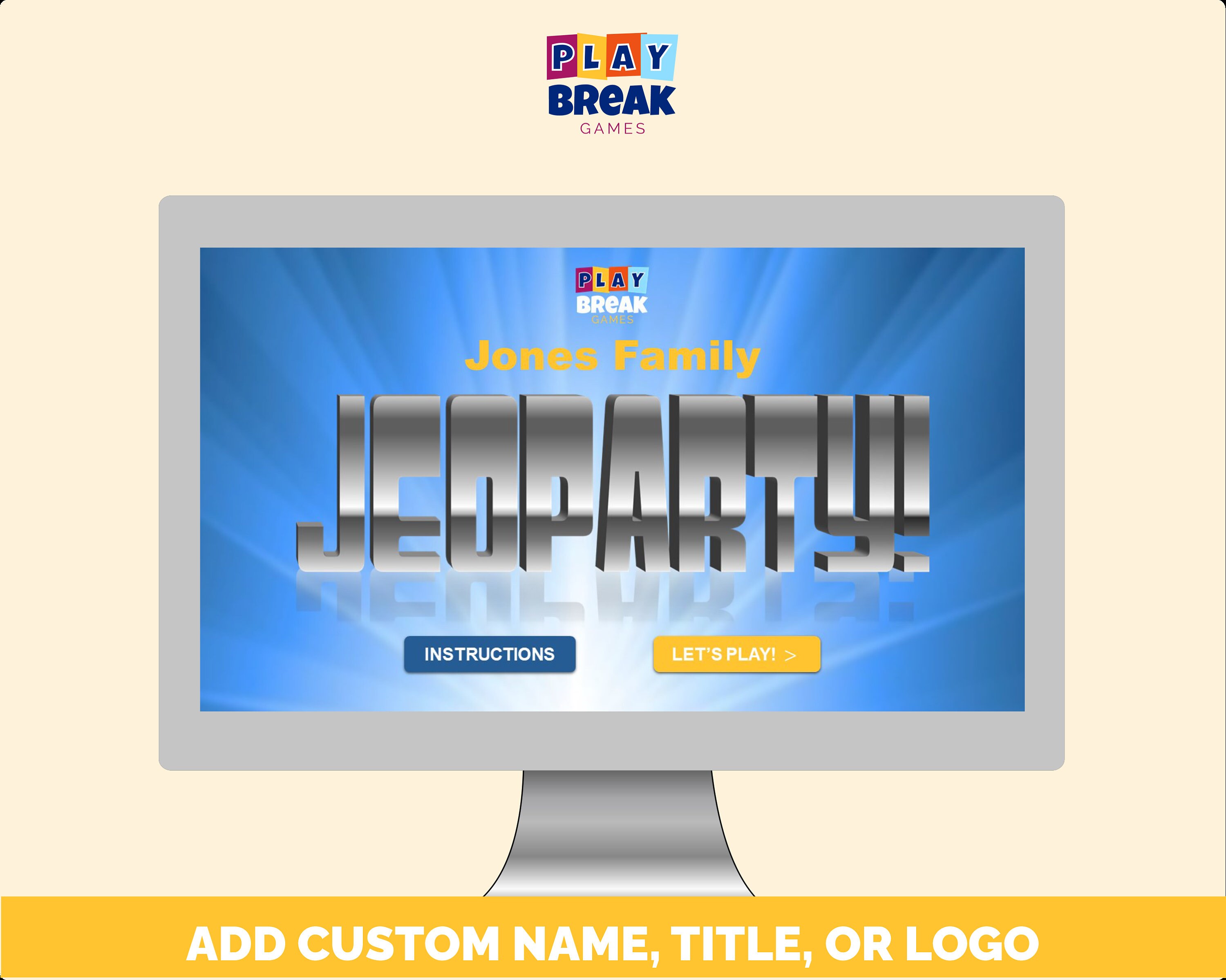 CUSTOMIZABLE Jeoparty Game Template - Family Jeopardy Trivia Powerpoint ...