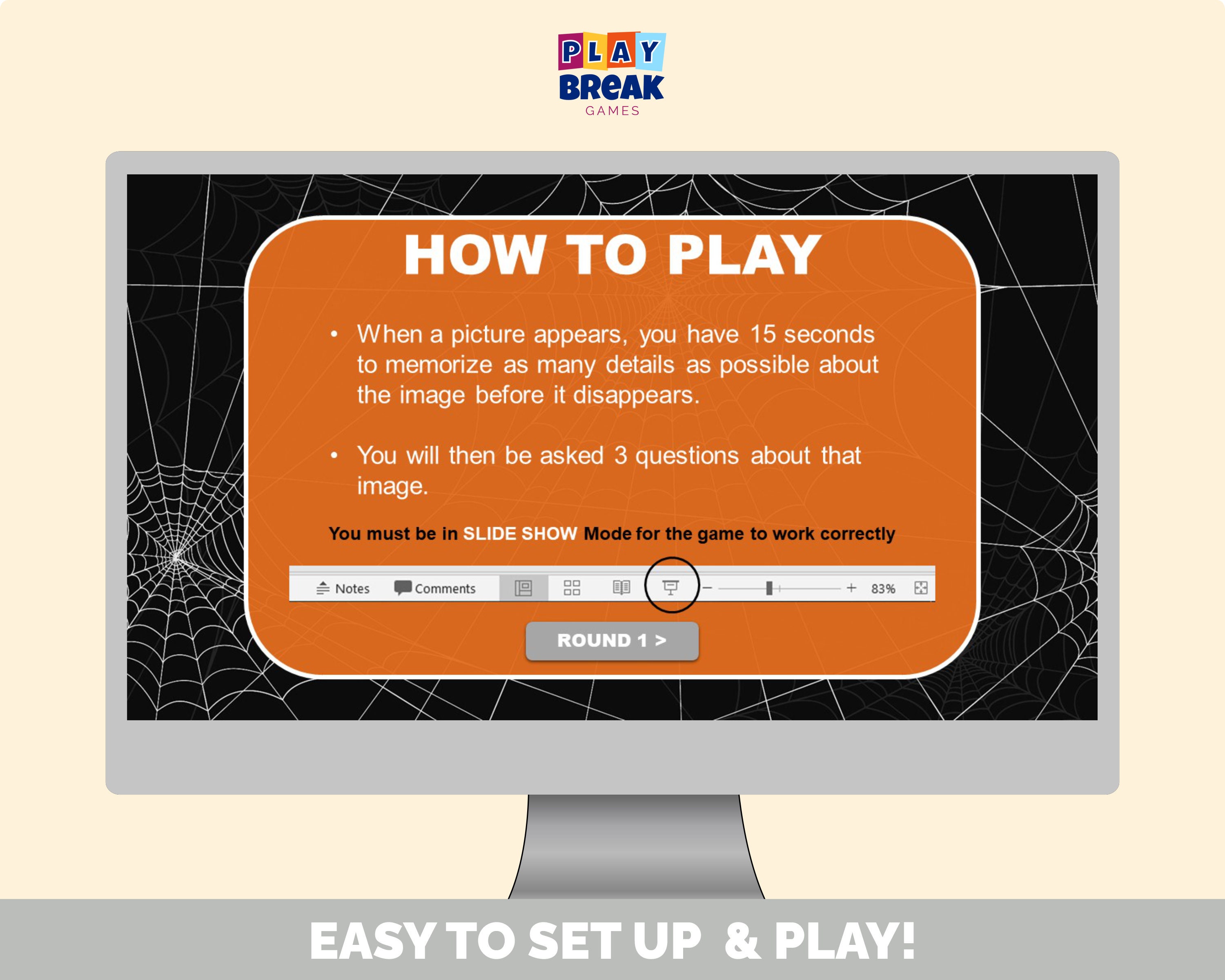 Halloween Picture Memory Game Powerpoint Games for Zoom Party Games for ...