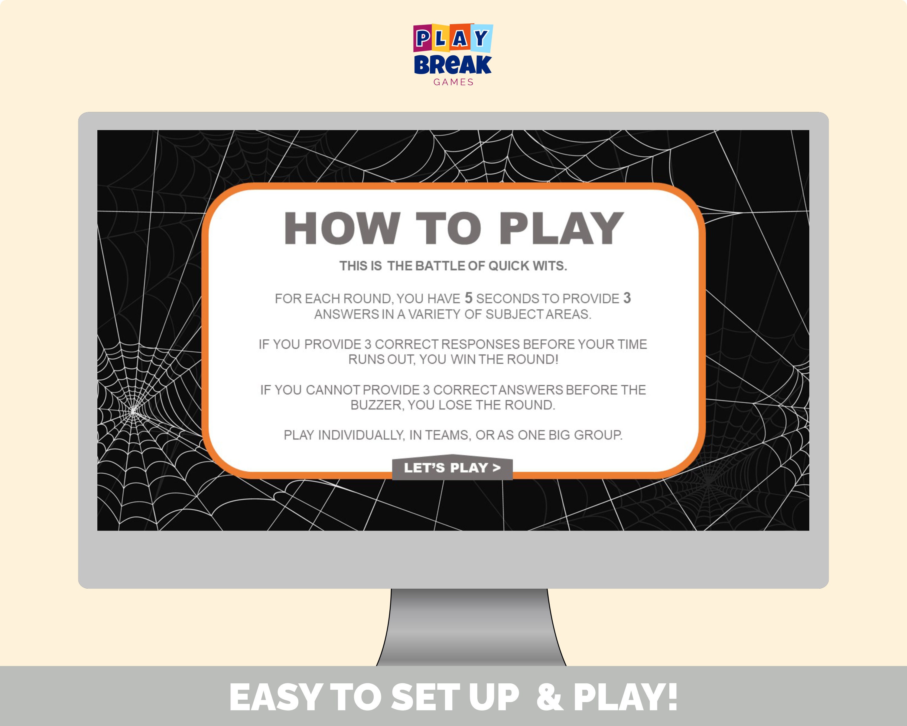 Halloween 5 Seconds Quick Wit Game Powerpoint Games Zoom Party Party ...