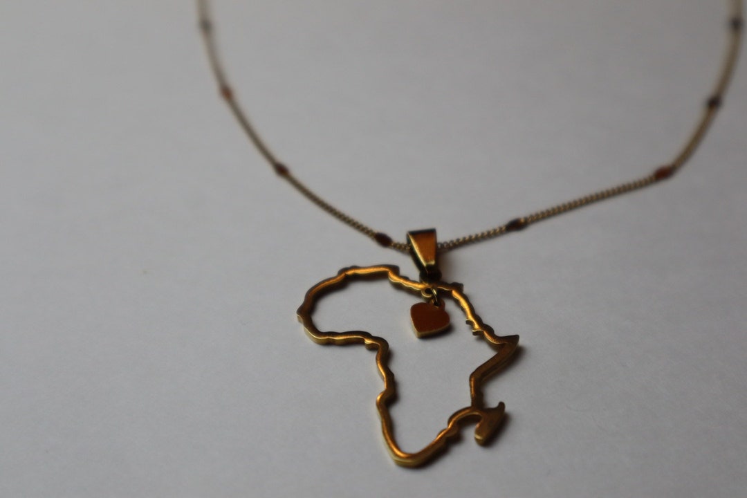 18K Gold Africa Necklacegold Africa Map Necklace - Etsy