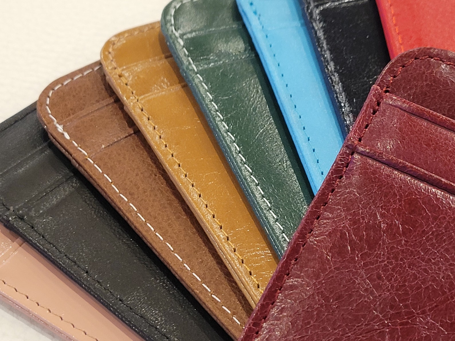 Small Leather Card Holder Vertical Card Holder Real Leather - Etsy